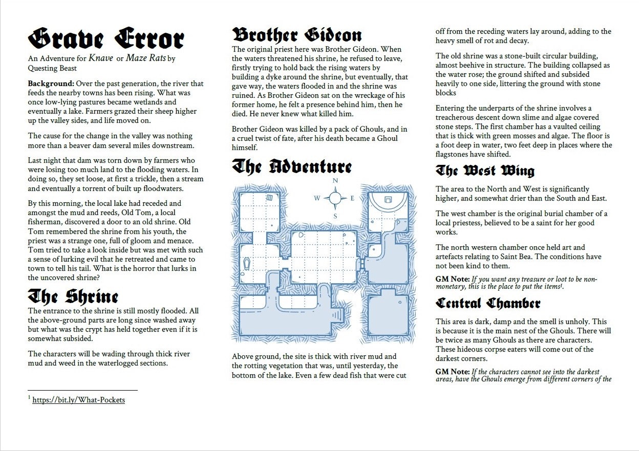 Graves, Knaves and Maze Rats - Solo Roleplaying & Game Mastery